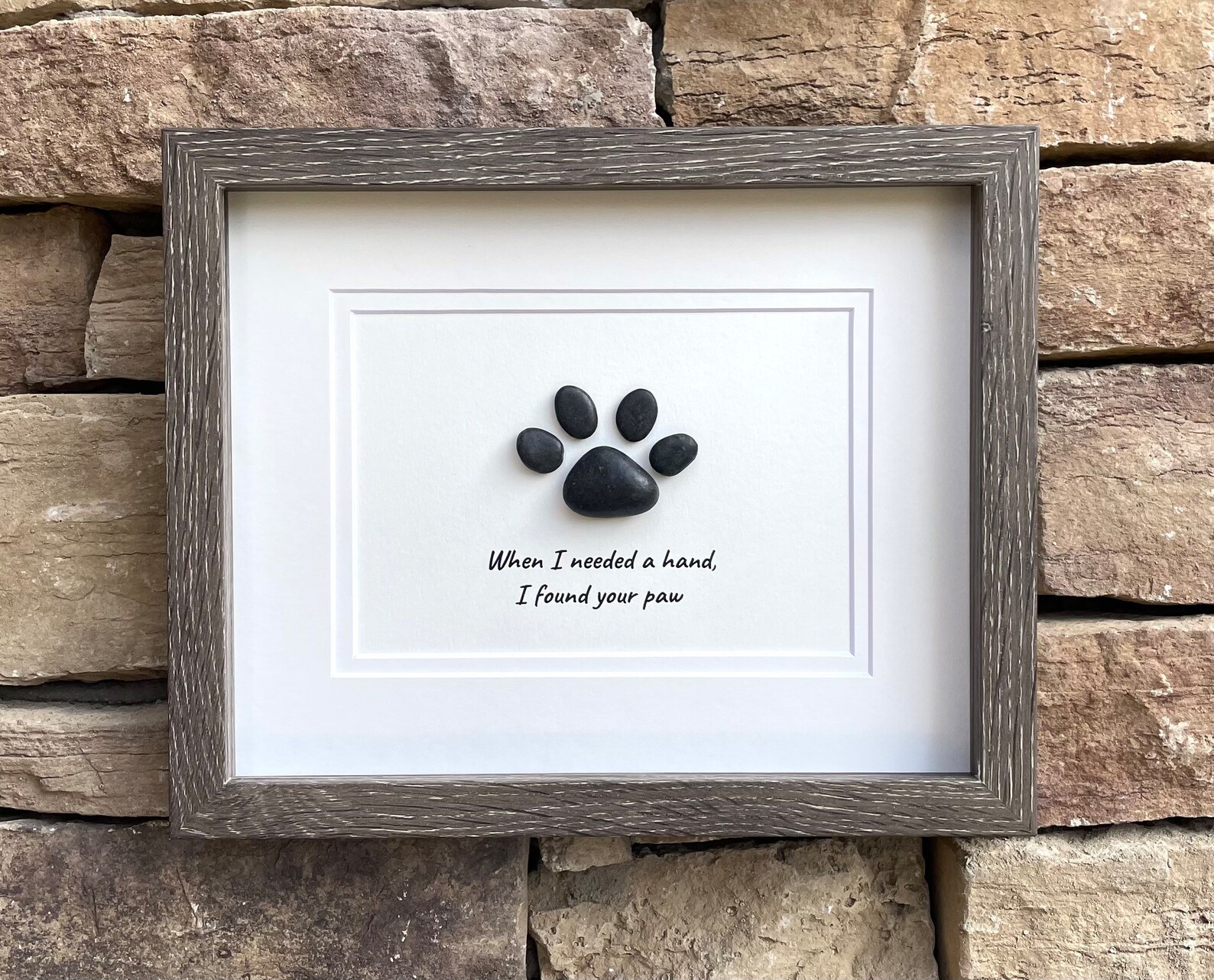 Pebble Pet Paw Art, Personalized Dog Cat Gift, Framed - Etsy