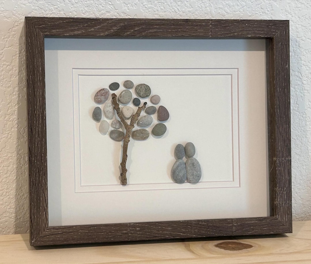 Two People Under Pebble Tree - Original Handmade Artwork - Perfect Gift ...