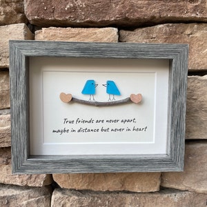 Long Distance Friendship Gift | 5x7 Framed Sea Glass Art | “true ...