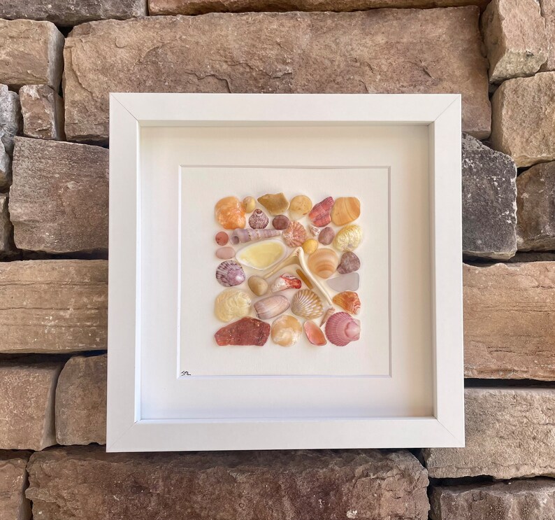 Colorful Beach Art Made of Sea Glass Shells Sea Pottery and - Etsy