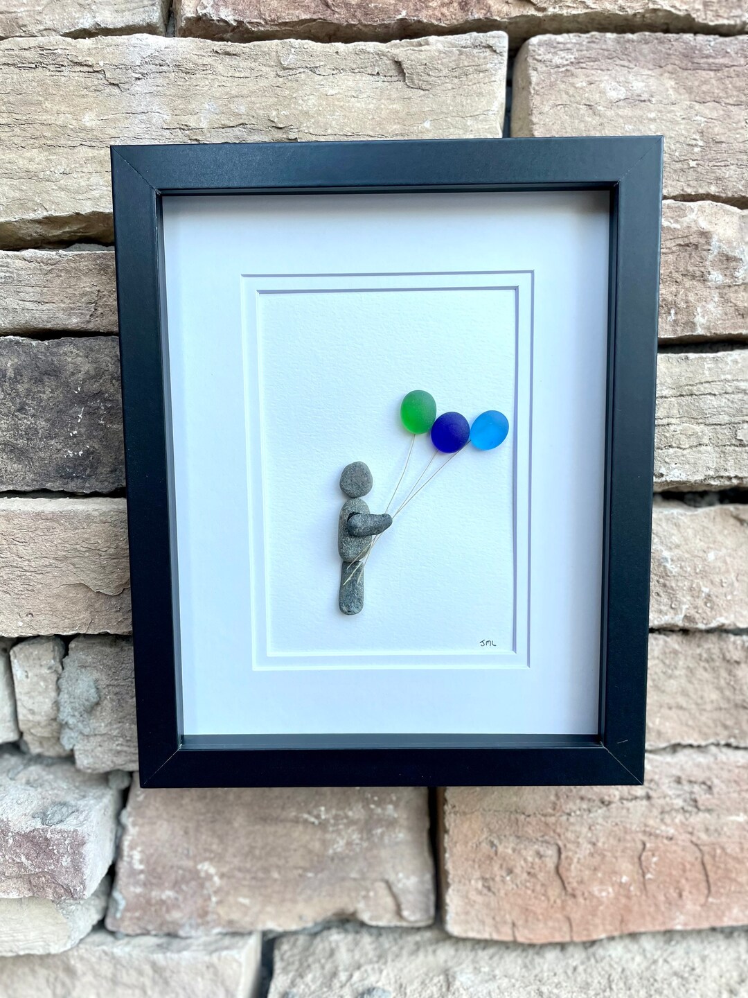 Child Holding Sea Glass Balloons - Pebble and Glass Art - Handmade ...