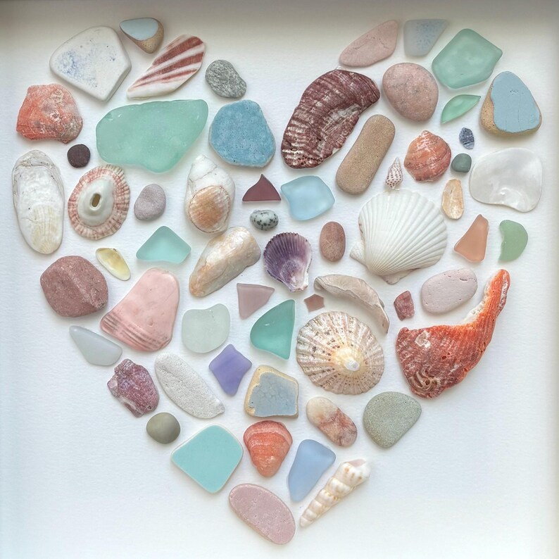 Colorful Heart Beach Collage Made of Scottish Sea Glass, Shells, Sea ...