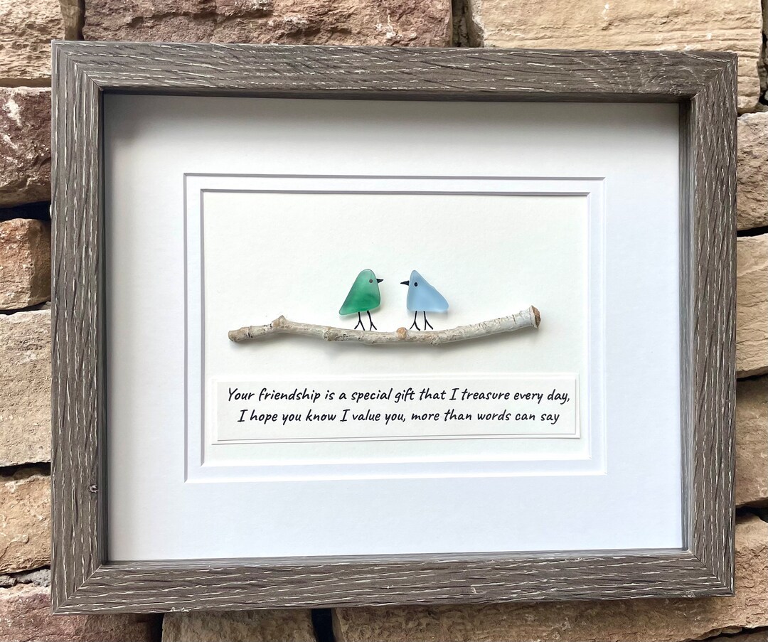 Handmade Friendship Gift, Original Sea Glass Art, Seaglass Birds ...