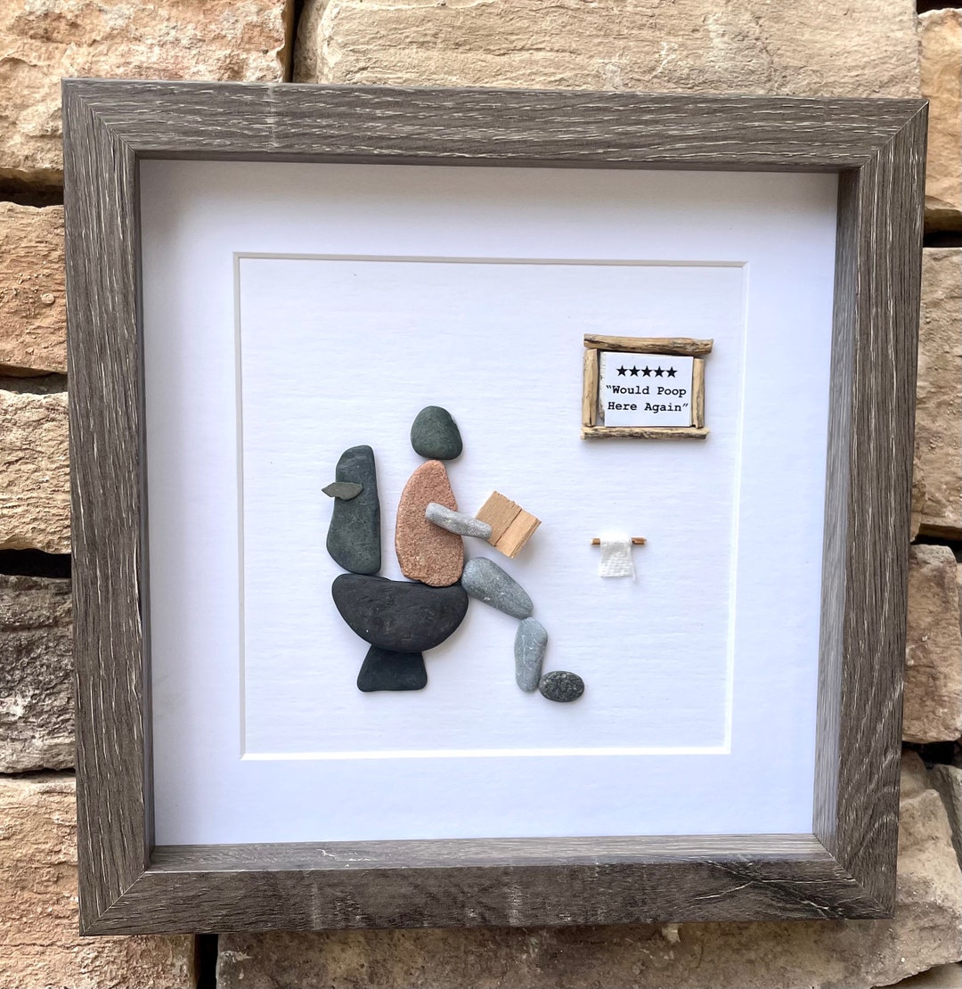 Five Stars Would Poop Here Again Bathroom Art, 9x9 Framed Handmade ...