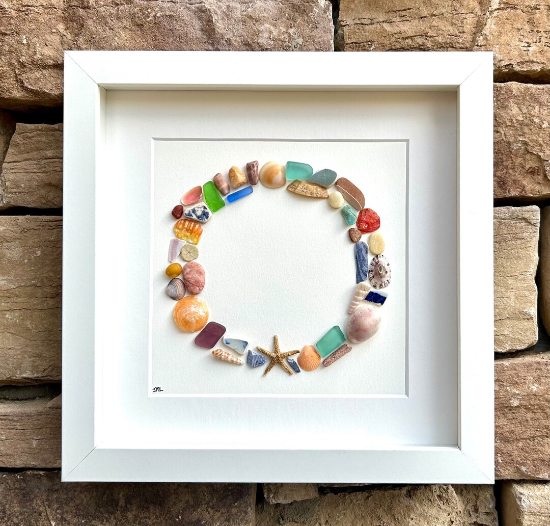 Beach Mosaic Circle Made of Sea Glass, Shells, Sea Pottery and Pebbles ...