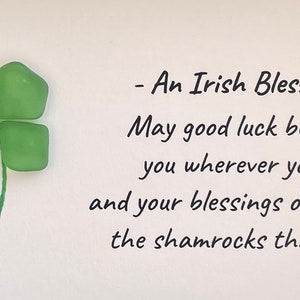 Irish Blessing Shamrock Sea Glass Art, 5x7 Framed Picture, St Patrick’s ...