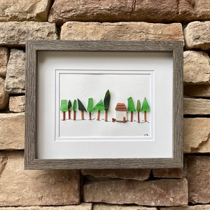 Wooden House in Sea Glass Forest 8x10 Framed Handmade Artwork - Etsy