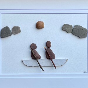 Couple in a Rowboat - Original Pebble Artwork - Gift for Sailors ...