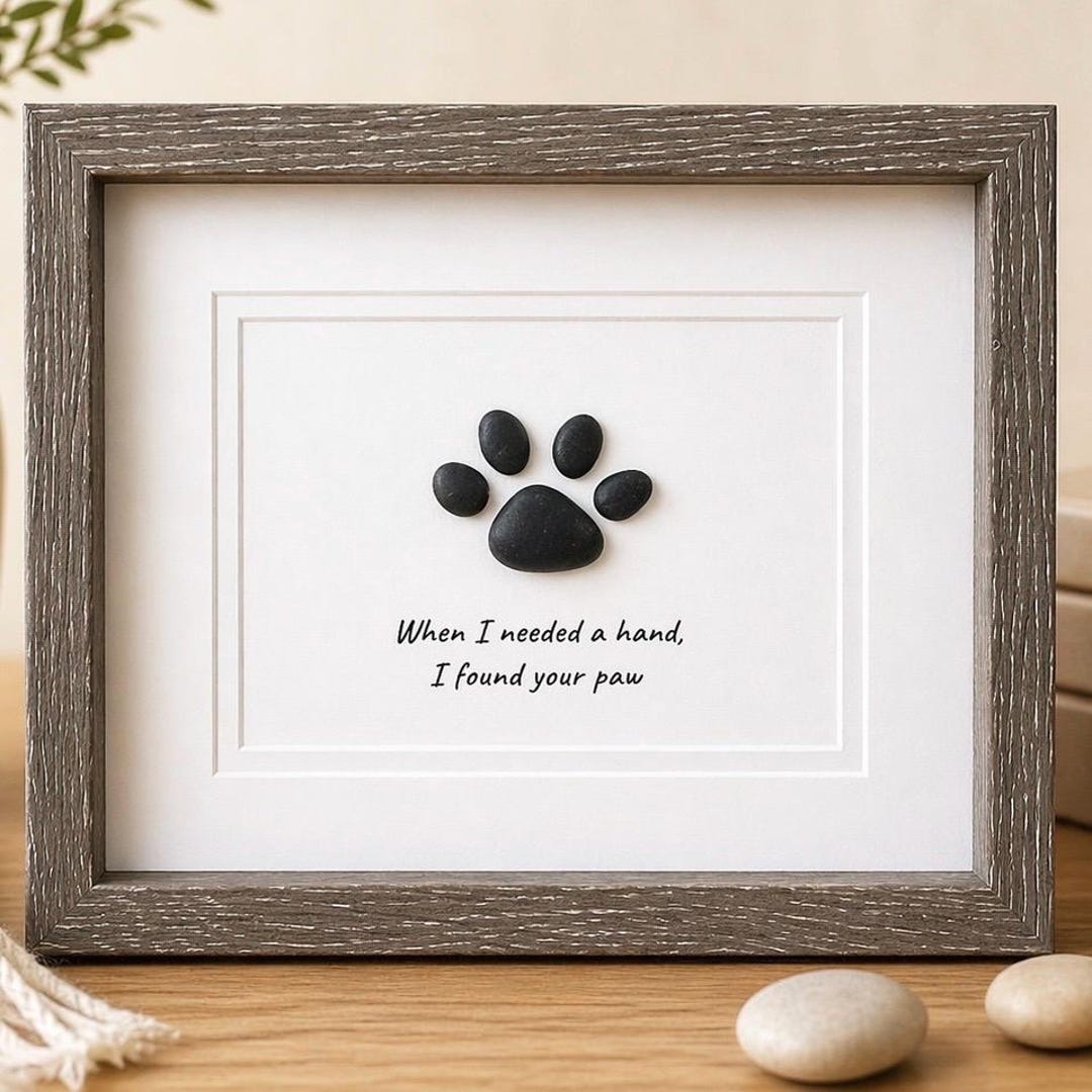 Pebble Pet Paw Art, Personalized Dog Cat Gift, Framed - Etsy