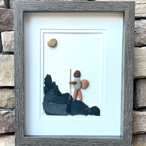 Hiker Enjoying Solo Hike 8 X 10 Framed Handmade Pebble Art, Hiking ...