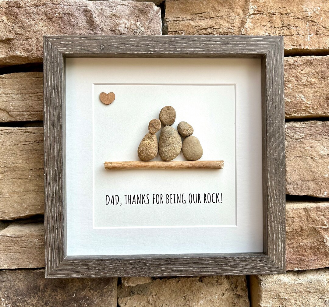 Framed Gift for Dad, Handmade Pebble Art "dad, Thanks for Being Our ...
