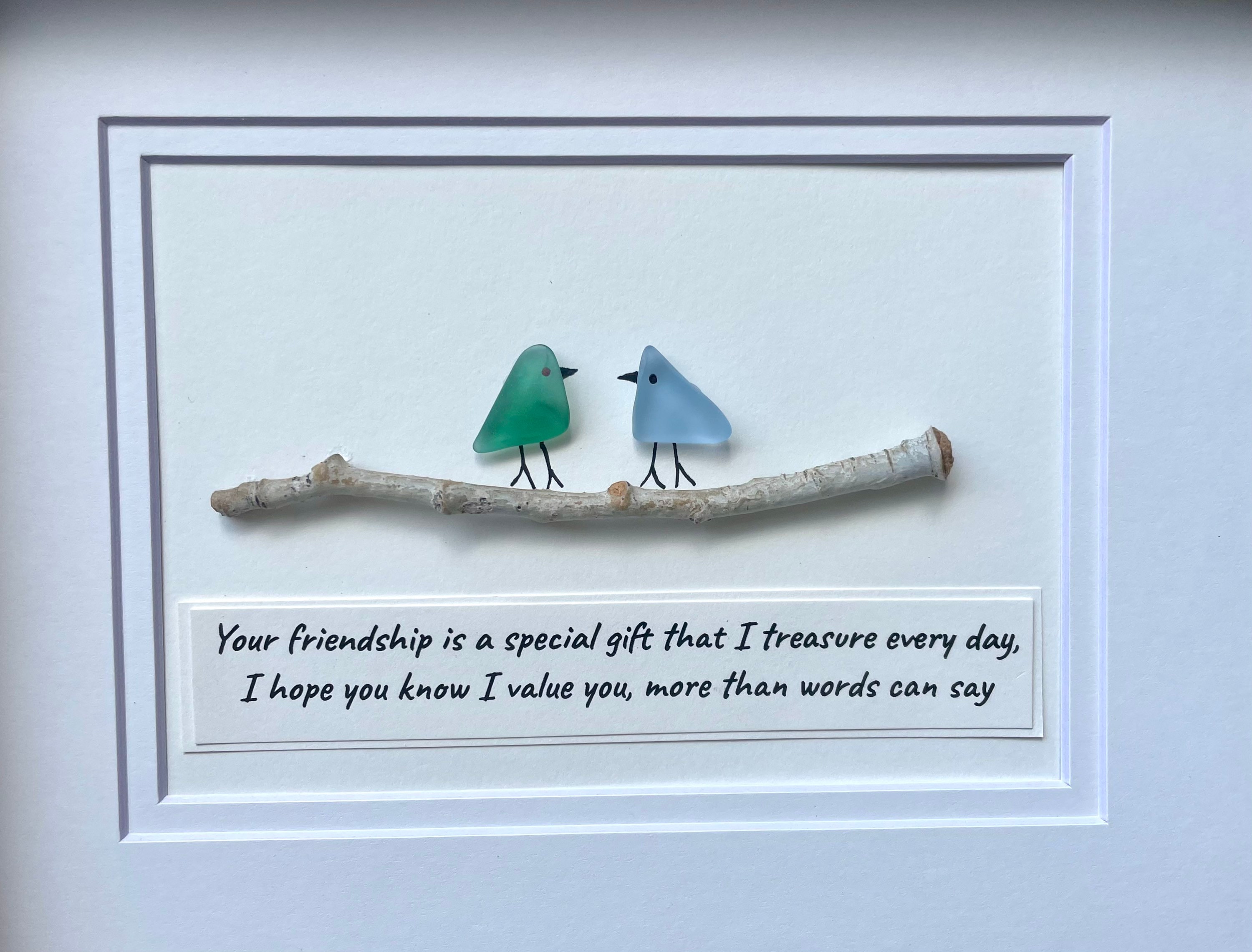 Handmade Friendship Gift | Sea Glass Bird Art With Quote | Original ...