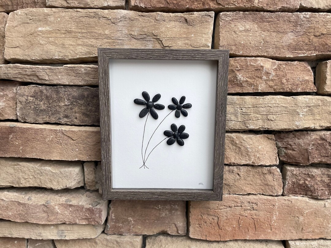 Pebble Flowers Handmade Artwork Perfect Gift - Etsy