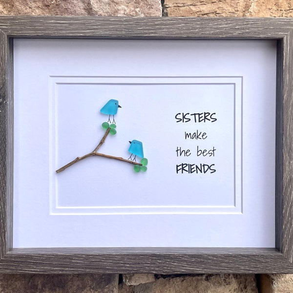 Sea Glass Art Framed Sisters - Etsy
