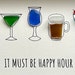 Happy Hour Sea Glass Art, 5x7 Framed Handmade Picture, Bar Decoration ...