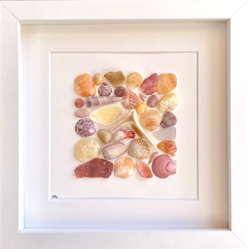 Colorful Beach Art Made of Sea Glass Shells Sea Pottery and - Etsy