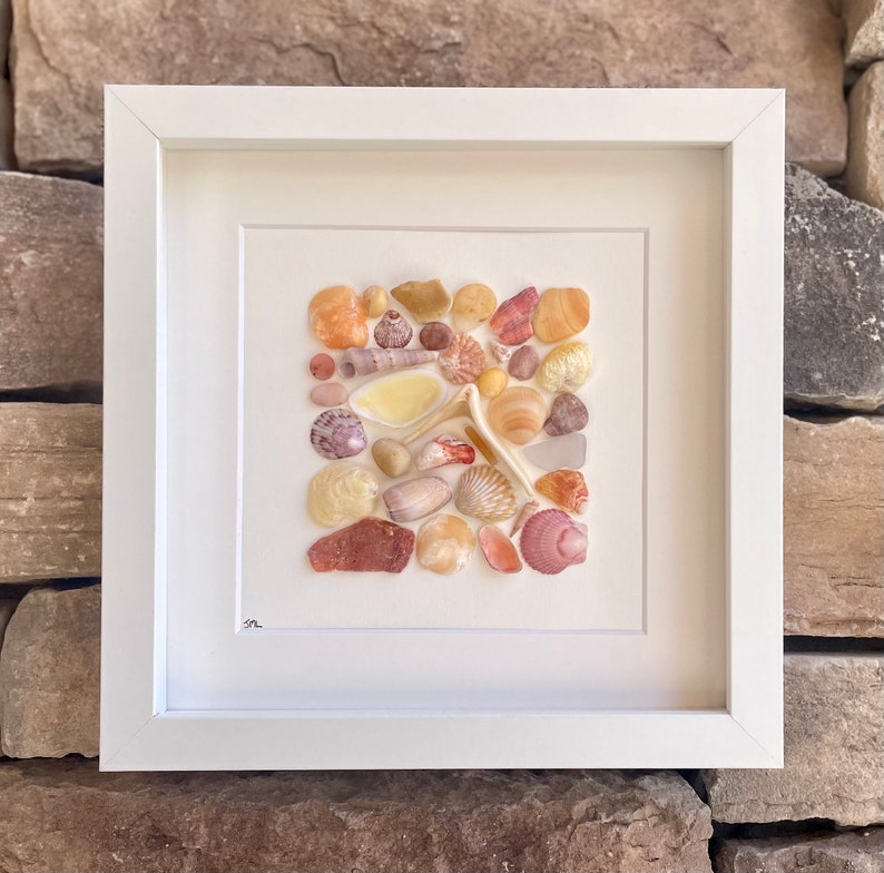 Colorful Beach Art Made of Sea Glass Shells Sea Pottery and - Etsy