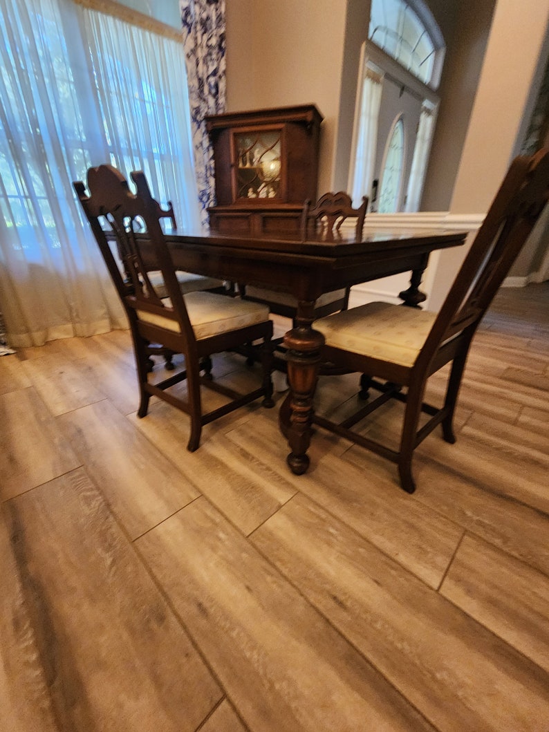 Antique Black Walnut Dining Room Set: Table 6 Chairs Hutch - Etsy