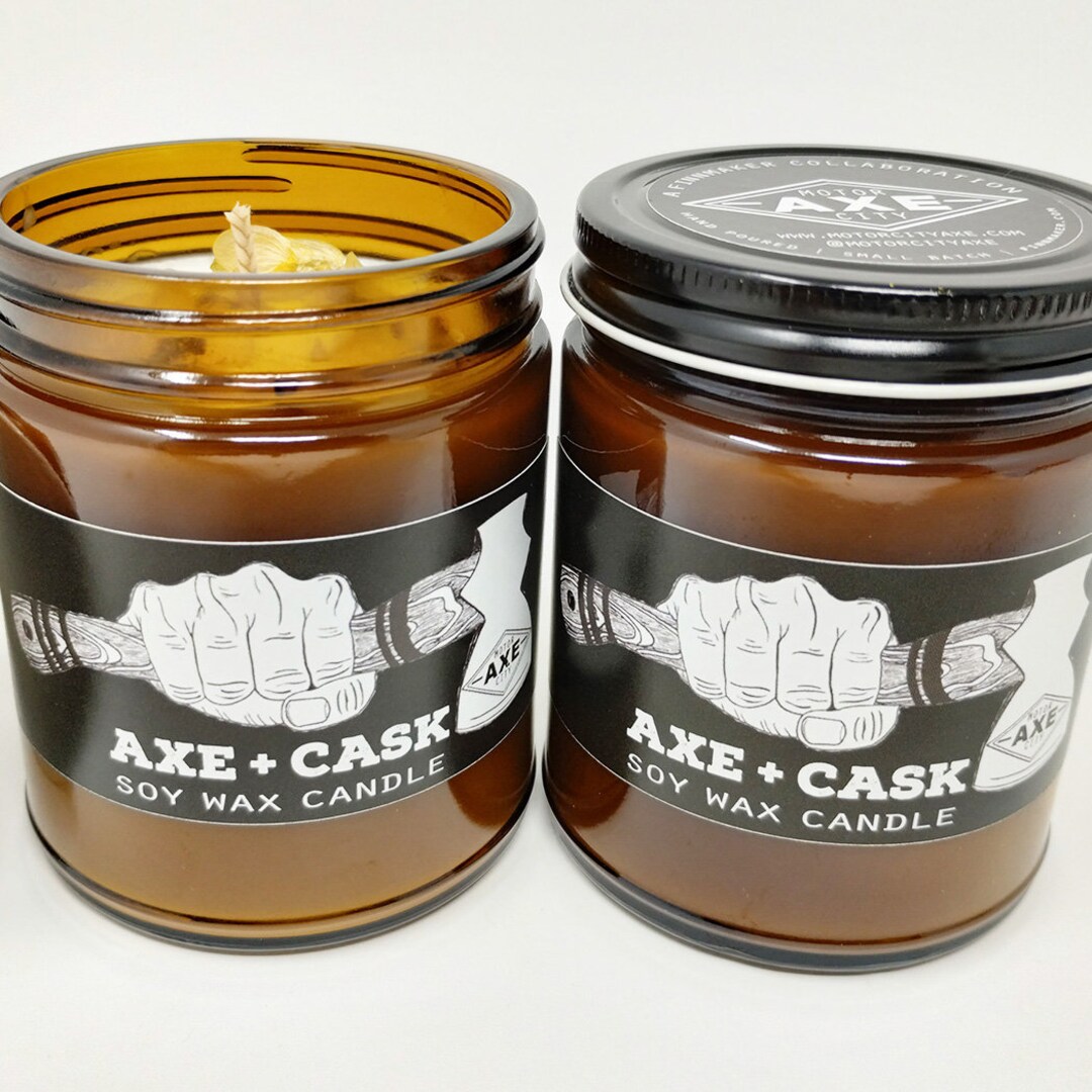 AXE + CASK Soy Wax Candle | Motor City Axe Collab Whiskey, Brandy, Beer ...