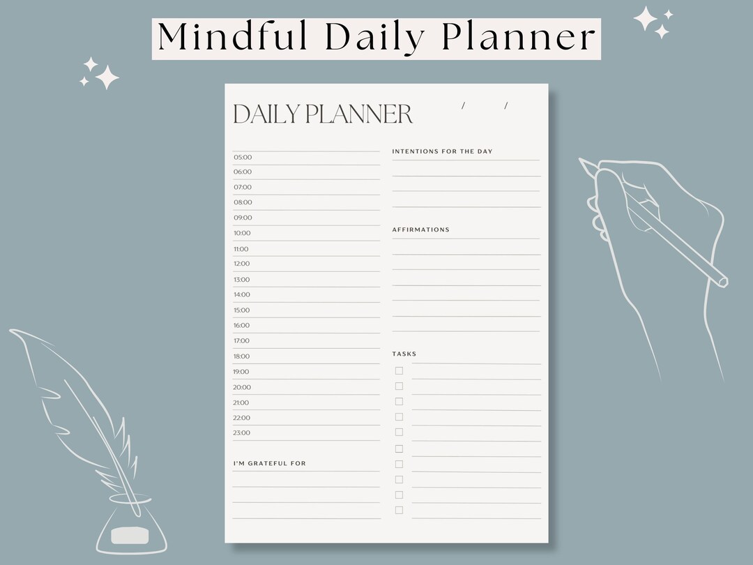 Mindful Daily Planner plain Intentions Affirmations - Etsy