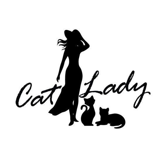 Cat Lady Die Cut One Color Decals Window Bumper Sticker Car | Etsy