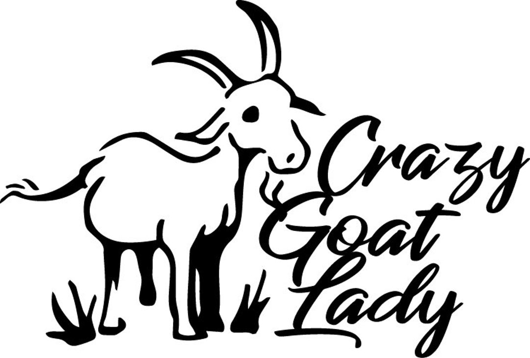 Crazy Goat Lady Die Cut One Color Decal Window Bumper Sticker Car Decor ...