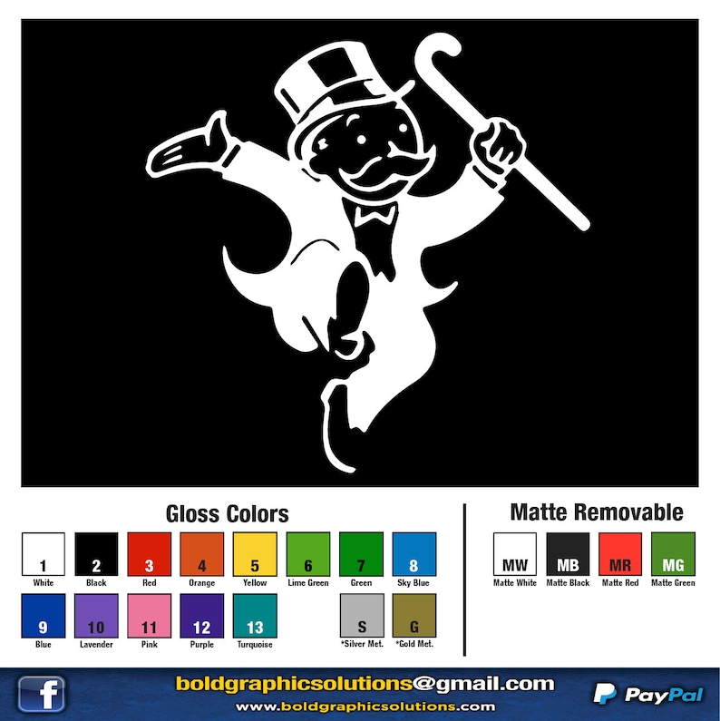Monopoly Guy Die Cut One Color Decal Window Bumper Sticker Car | Etsy