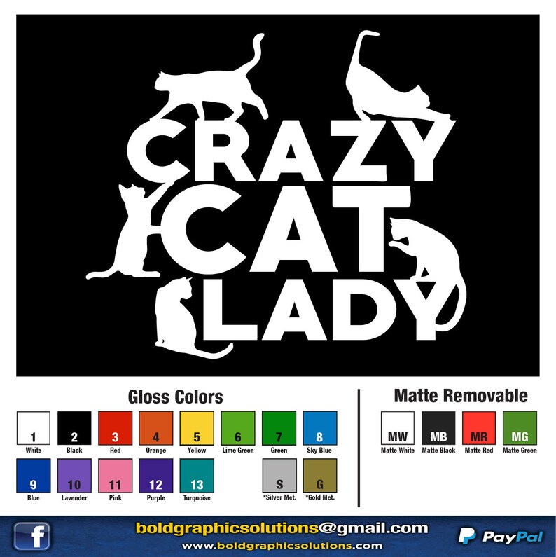 Crazy Cat Lady Die Cut One Color Decal Window Bumper Sticker | Etsy