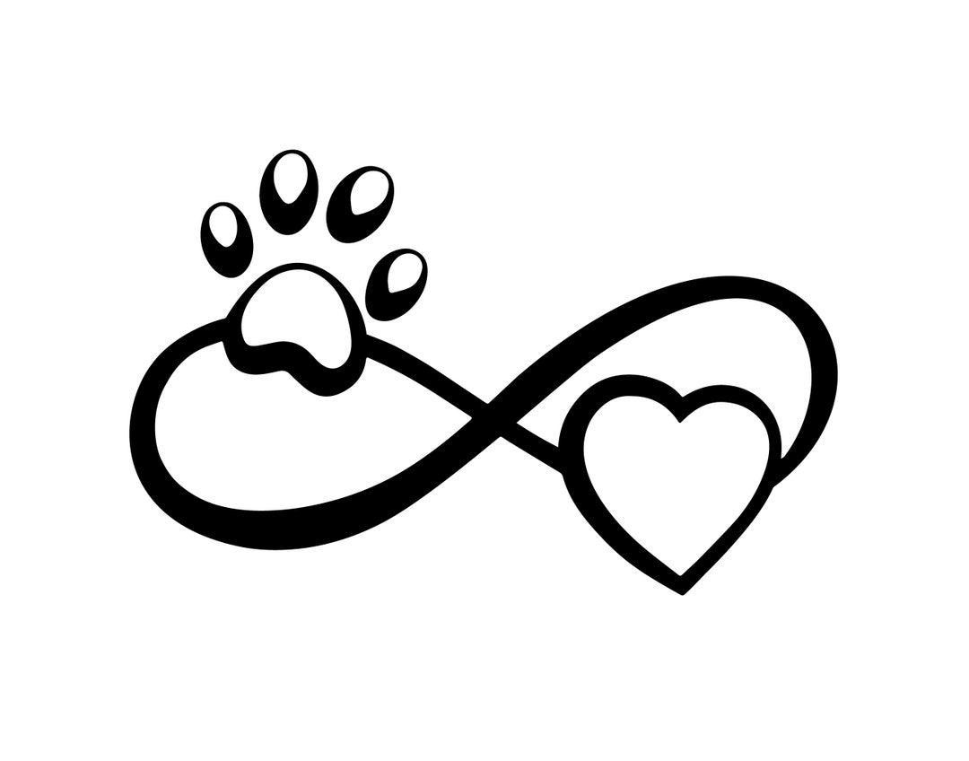 Paw Print Infinity Die Cut One Color Decal Window Bumper Sticker Car ...