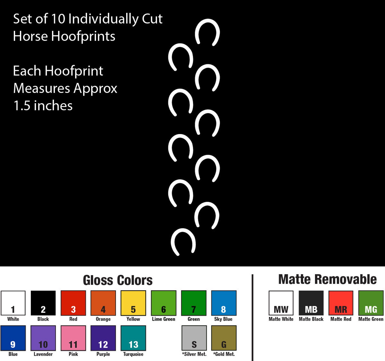 Set of 10 Horse Hoof Print Die Cut One Color Decal Window Bumper ...