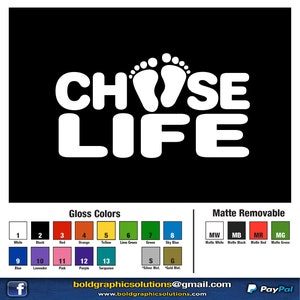 Choose Life Die Cut One Color Decals Window Bumper Sticker Car Decor ...
