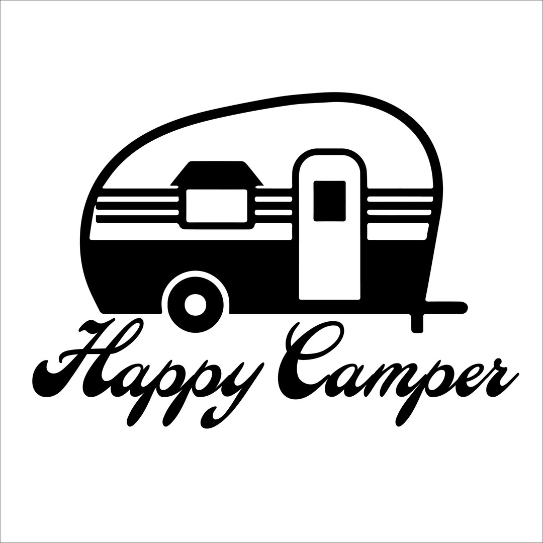 Happy Camping Die Cut One Color Decals Window Bumper Sticker Car ...