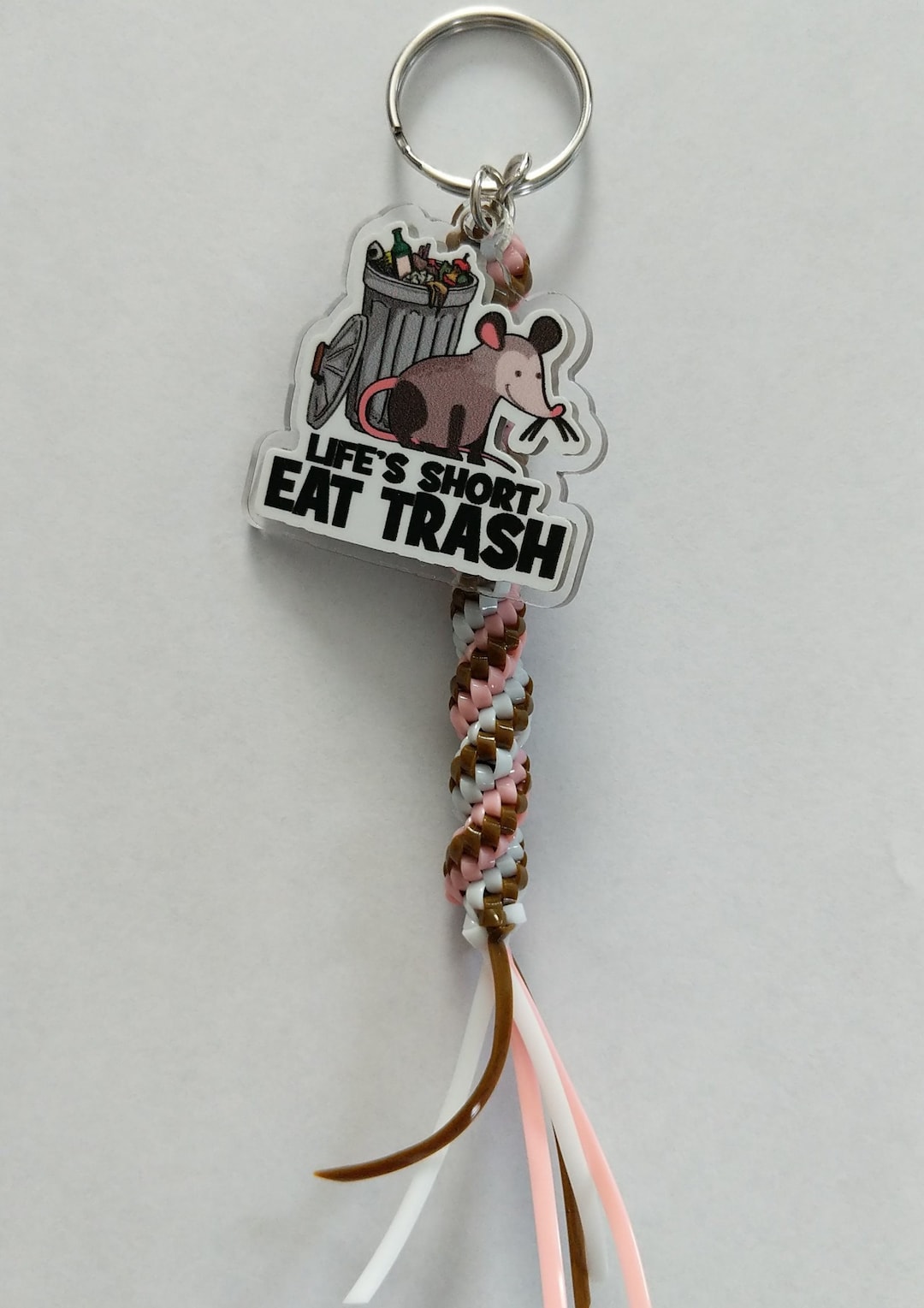 Boondoggle, Keychain, Opossum, Possum, Lifes Short, Eat Trash, Fun, Key Ring, Keychain Gift ...