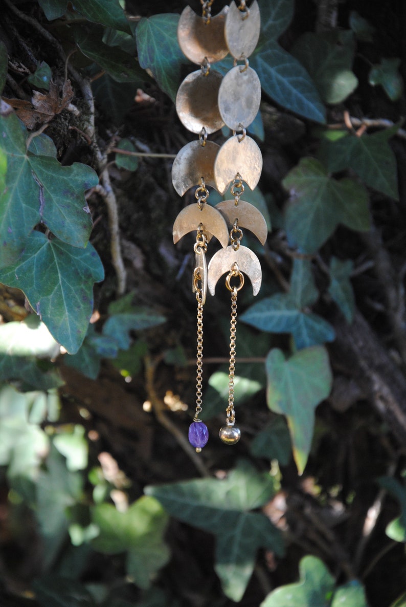 Collier Cycle lunaire en laiton martelé et - Etsy France