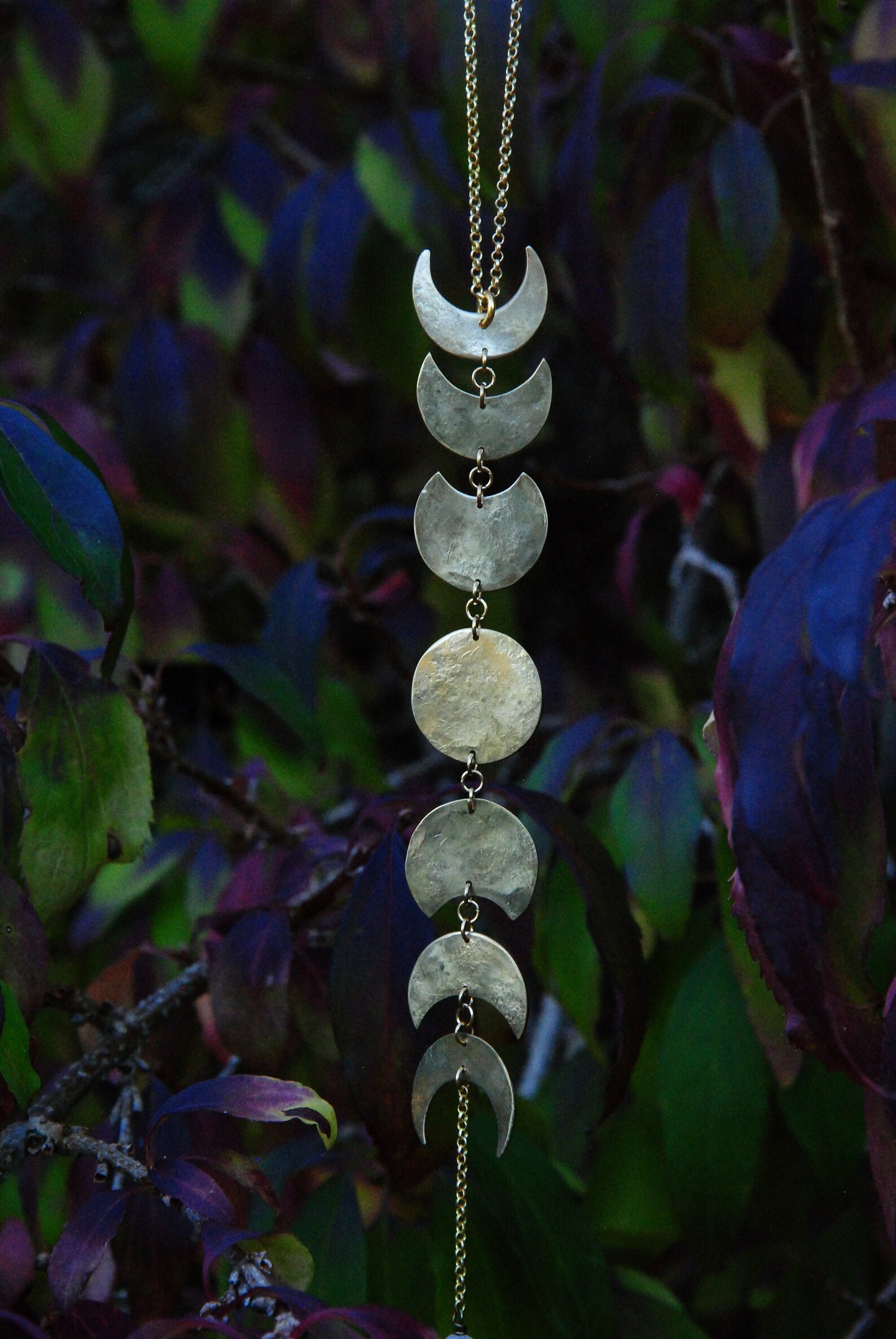 Collier Cycle lunaire en laiton martelé. Pièce - Etsy France