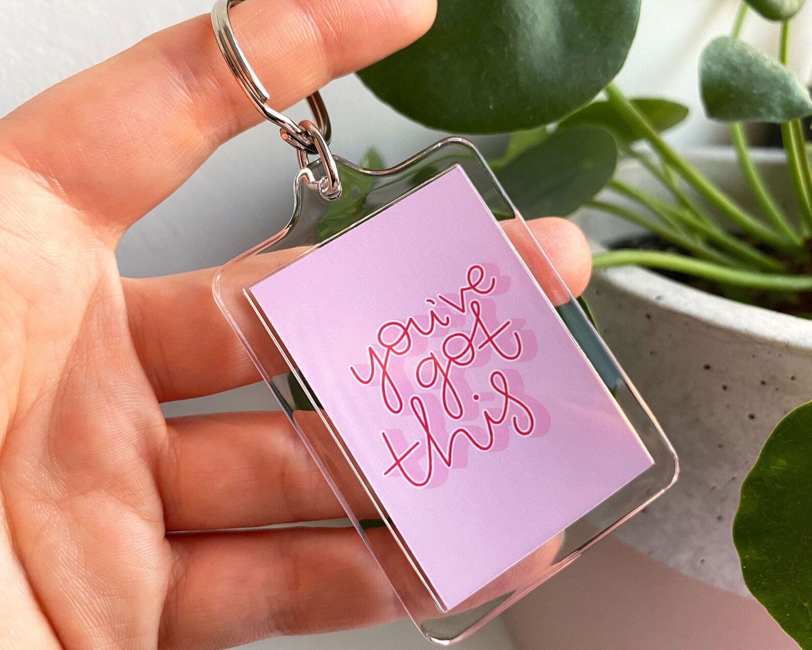 Positive Keyring - Hand Lettered, Typographic Keyring, Inspirational ...