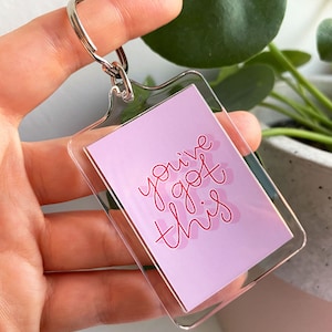 Positive Keyring Hand Lettered, Typographic Keyring, Inspirational ...
