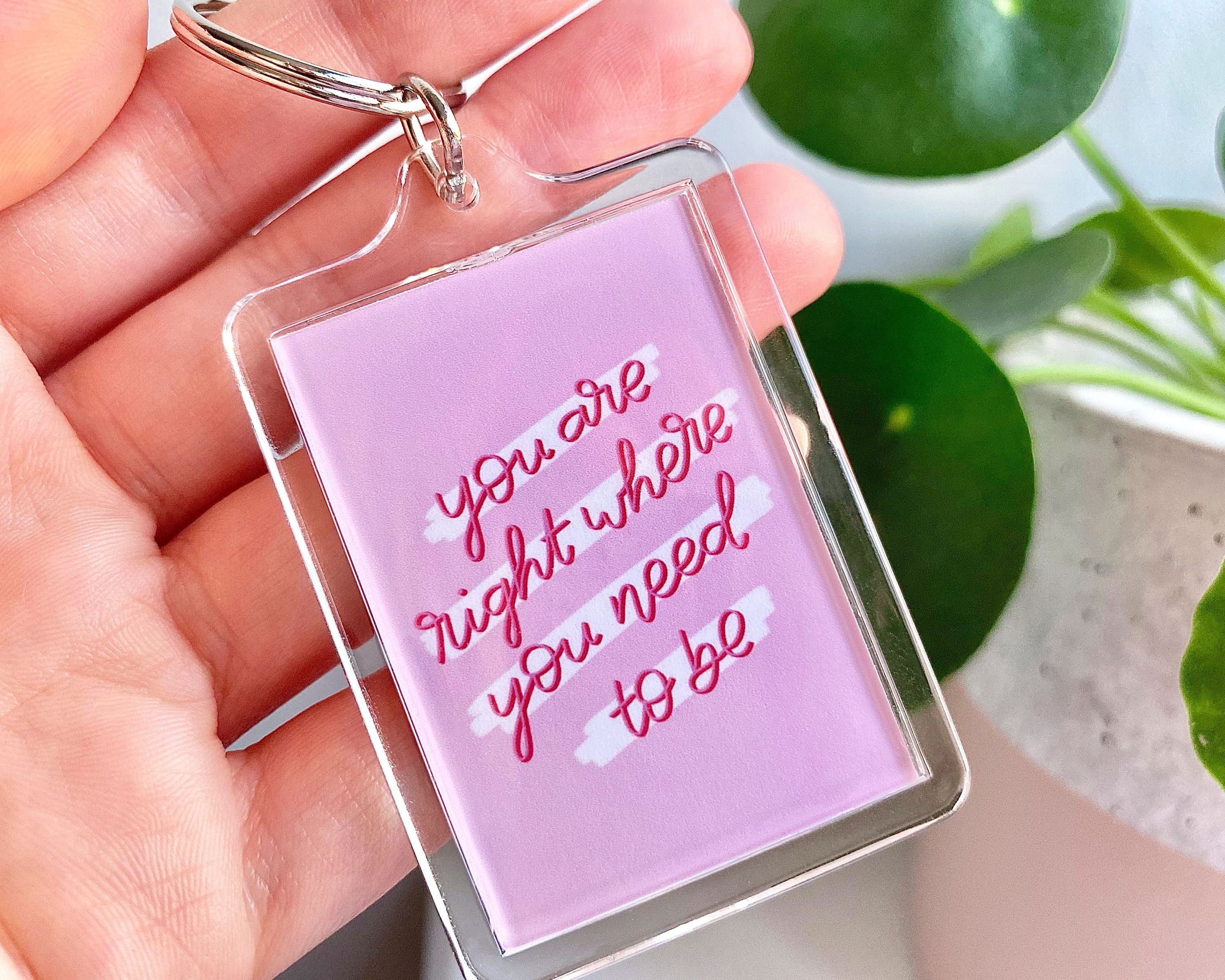 Positive Keyring hand lettered typographic keyring | Etsy