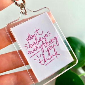 Positive Keyring Hand Lettered, Typographic Keyring, Inspirational ...