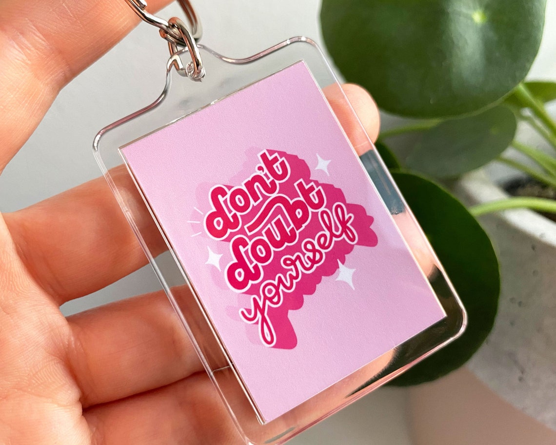 Positive Keyring - Hand Lettered, Typographic Keyring, Inspirational ...