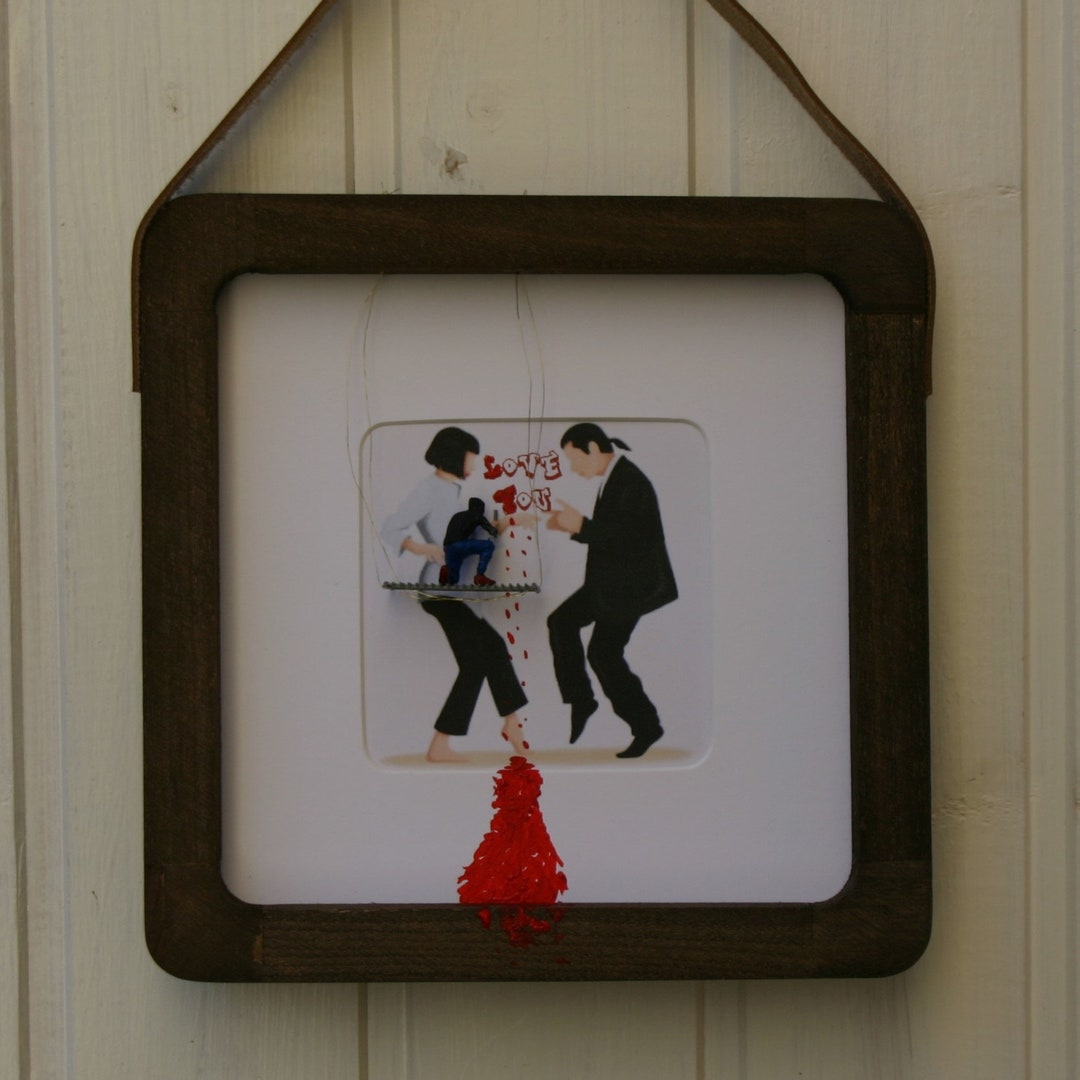 Pulp Fiction Diorama I Love You Miniature Picture With Frame Banksy ...