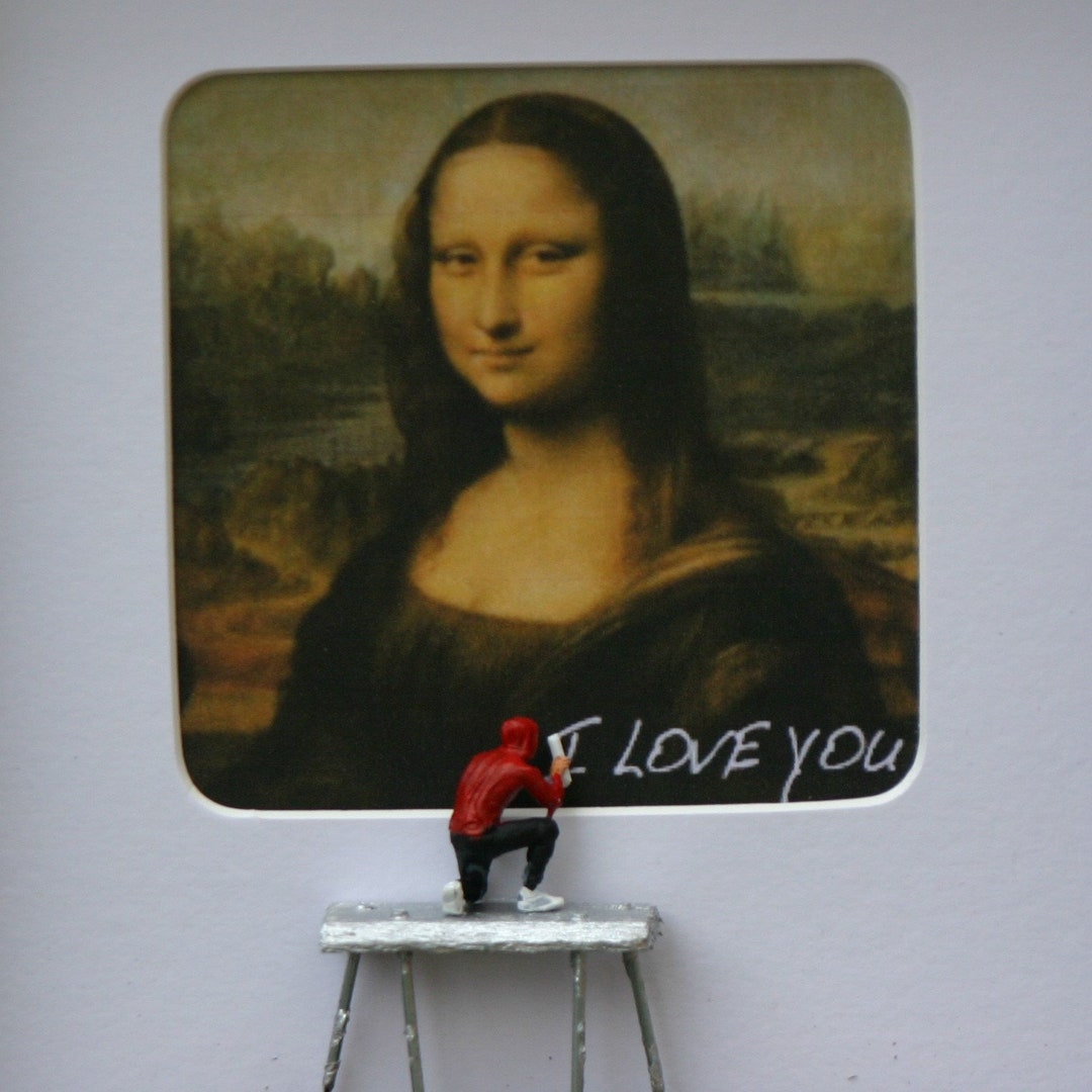 Mona Lisa Diorama I Love You Miniature Picture With Frame Banksy Mini ...