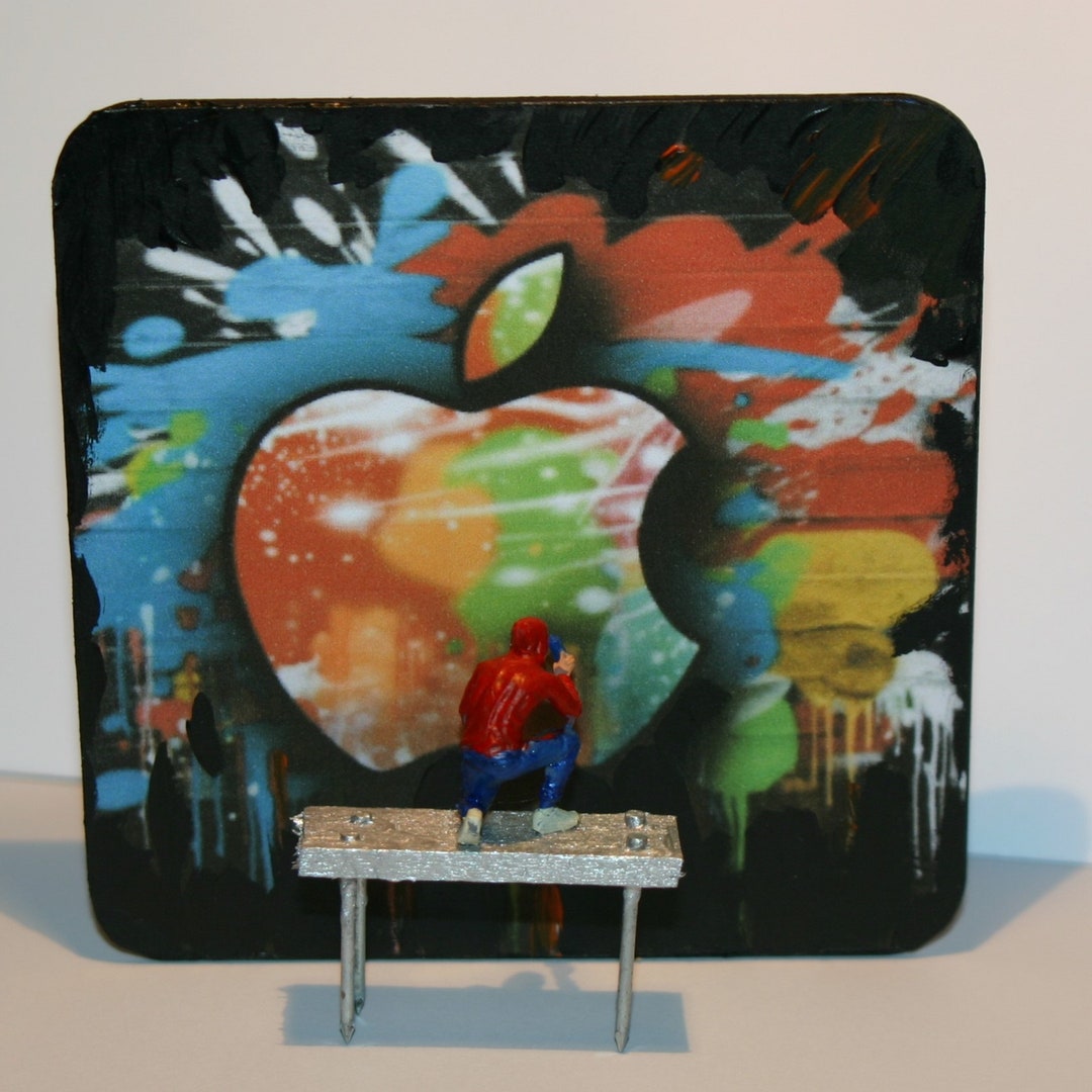 Apple - Diorama - Miniature Picture 10 X10 for the Desk - Banksy - Mini ...