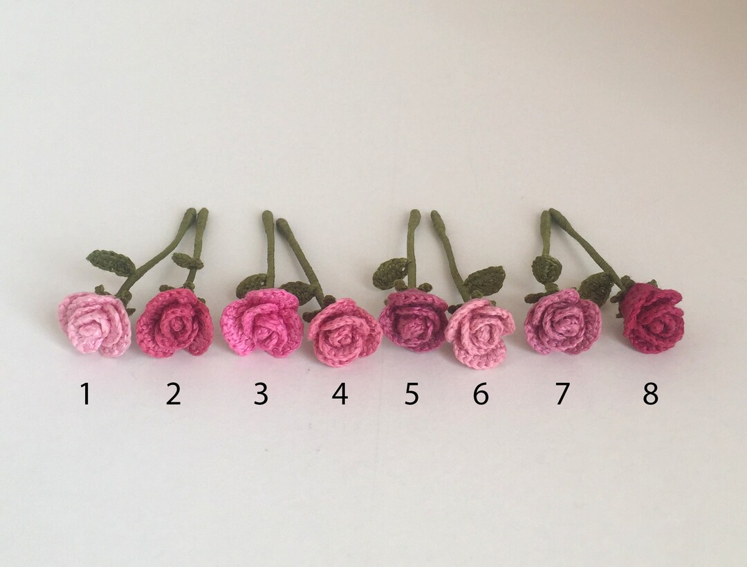 Miniature Crochet Rose Miniature Pink Roses Dollhouse Miniature Mini ...