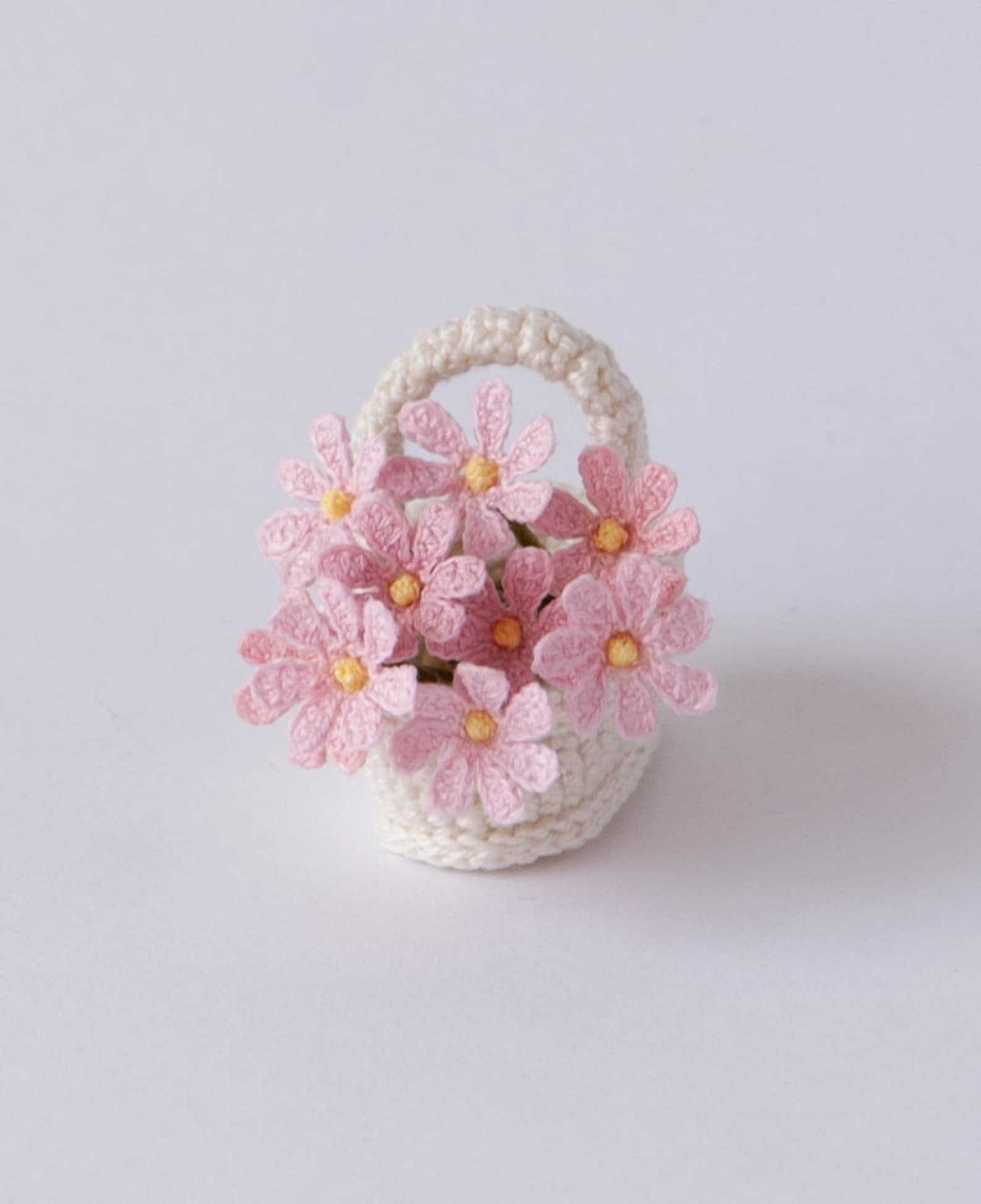 Miniature Pink Daisies Flowers Bouquet Miniature Basket Tiny Crochet ...