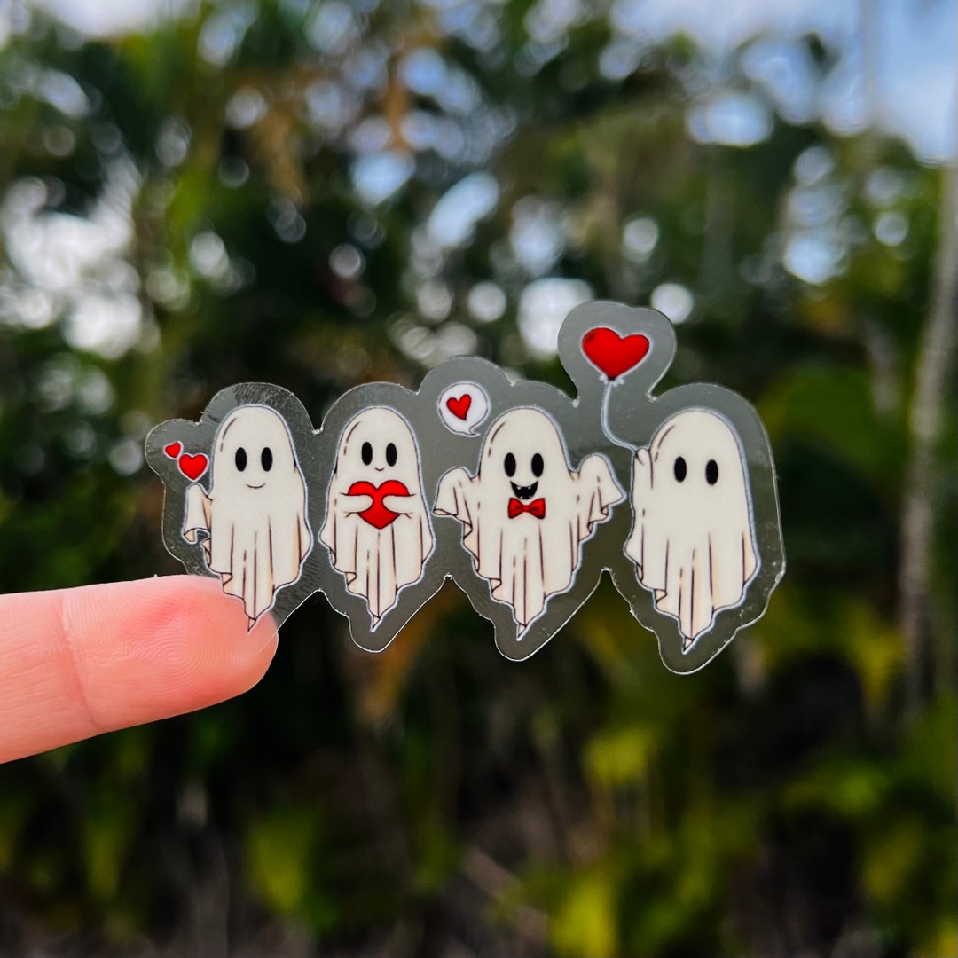 Cute Valentine Ghosts 2.75 Clear or White Sticker Water Resistant ...