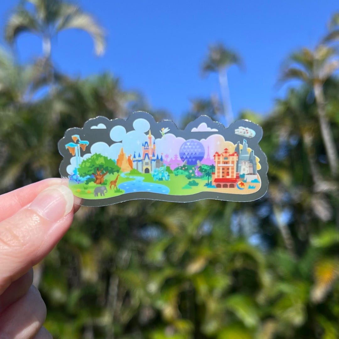 WDW Disney World Parks Landmarks Transparent Sticker Great for Water ...