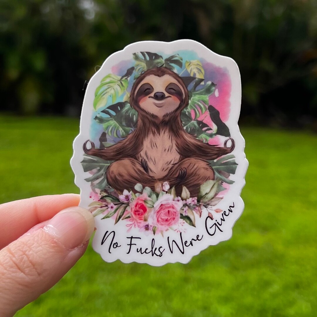No F's Given Sloth Sticker 3.25" Tall. Great for Laptops, Planners ...