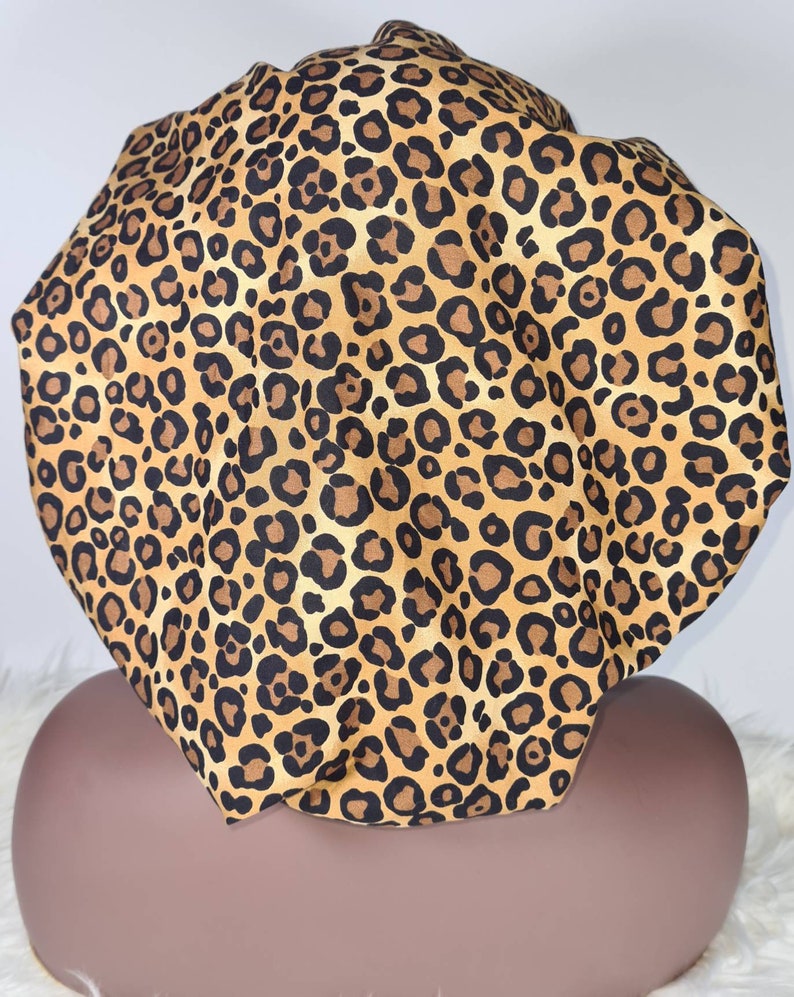 Leopard Print Bonnet, Silky Satin Bonnet, Elasticated, Sleep Hat Bonnet ...