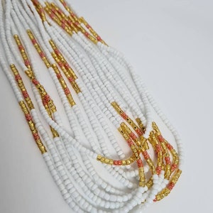 White and Gold Waist Beads|on Sale Belly Chain Weight Control African ...